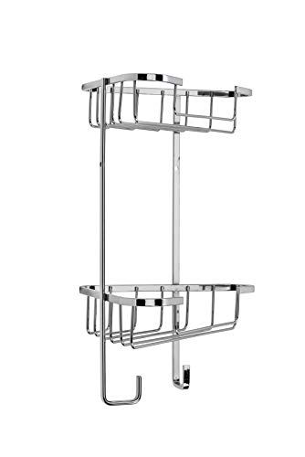 Croydex Medium Chrome 2-Tier Corner Basket Shower Caddy, 5 Year Rust Free Guarantee
