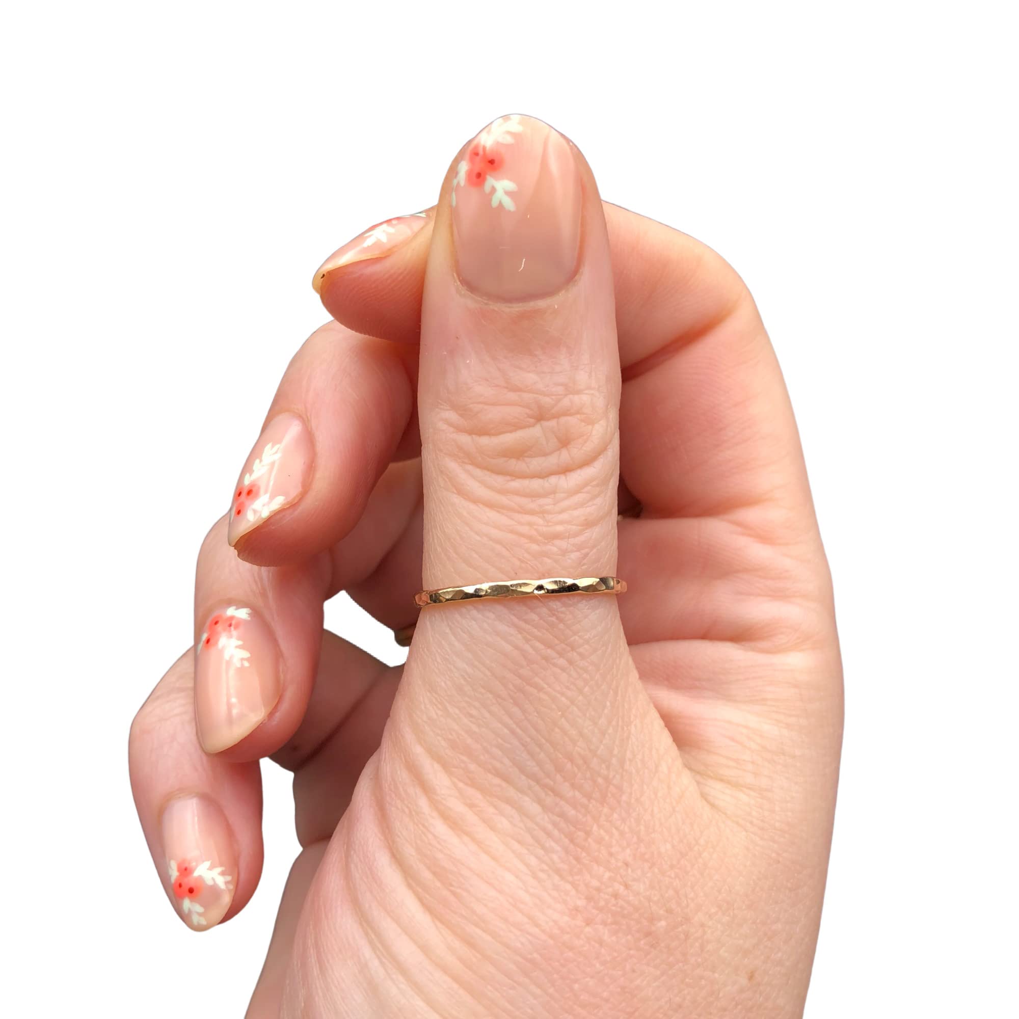 Hammered Gold Ring, Gold Stacking Rings, Minimalist Rings, Skinny Rings for Women (7, Gold Fill)