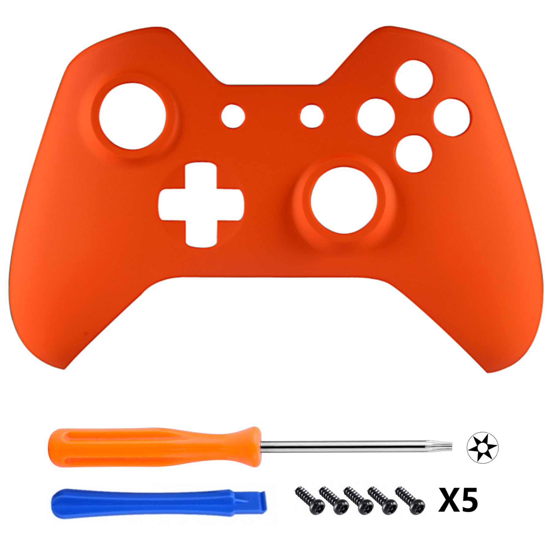 eXtremeRate Custom Design Unique Top Shell Case Front Housing Replacement Faceplate Kits for Xbox One Remote Controller Cover (Soft Touch Orange)
