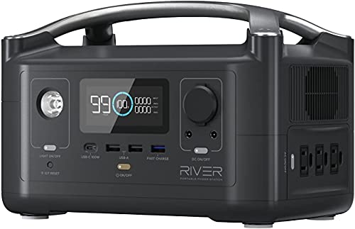 EF ECOFLOW RIVER 288Wh Portable Power Station,3 x 600W(Peak 1800W) AC Outlets & LED Flashlight, Fast Charging Silent Solar Generator (Solar Panel Optional) for Emergencies Home Outdoor Camping RV