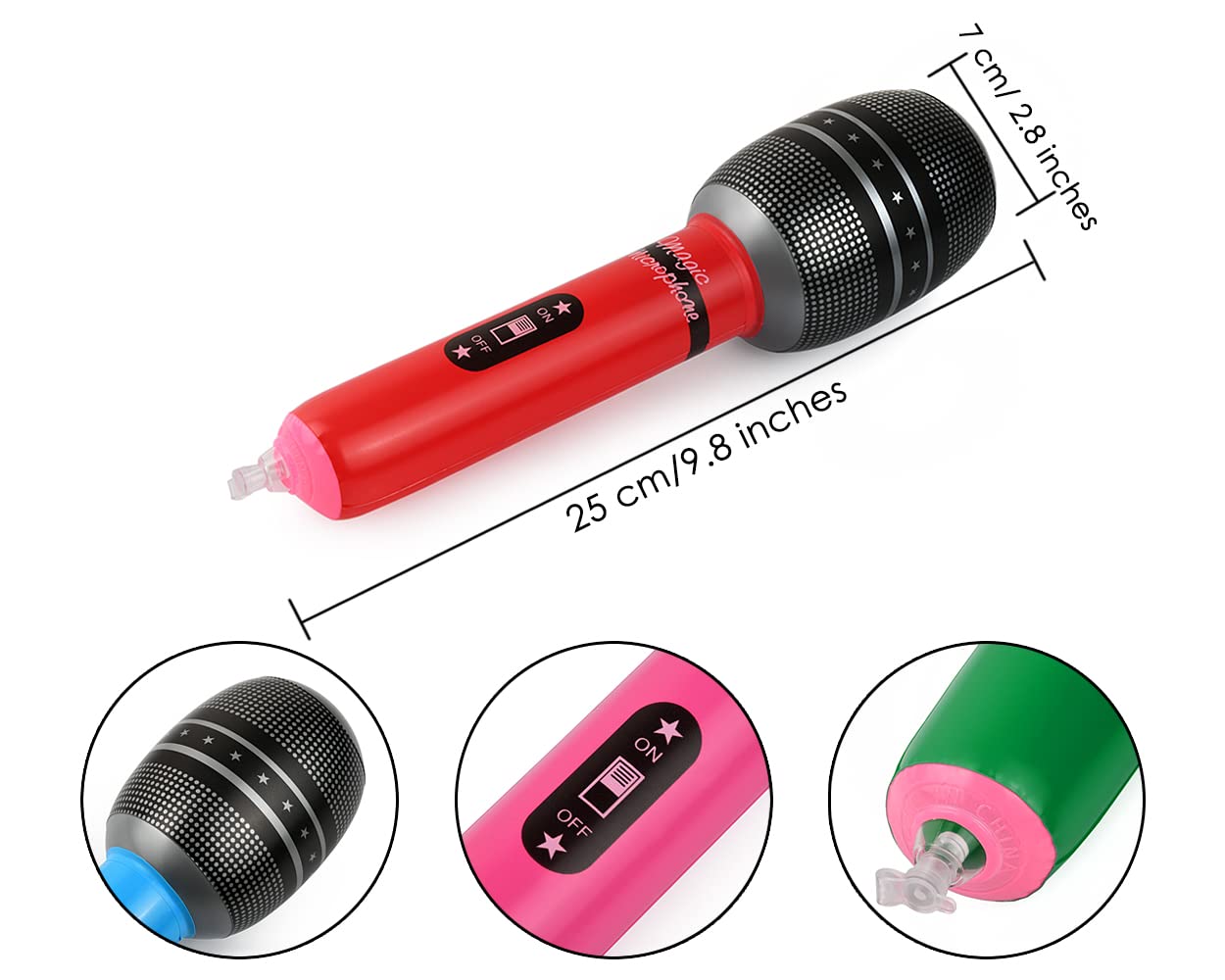 DS. DISTINCTIVE STYLE Inflatable Microphones 6 Pieces 10-Inch Blow up Microphones 80s 90s Party Favors Performace Photo Props Random Colors