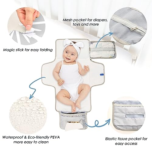 Geometric Floral Portable Diaper Changing Pad Waterproof Travel Baby Changing Pad Foldable Diaper Pad Changing Mat for Baby