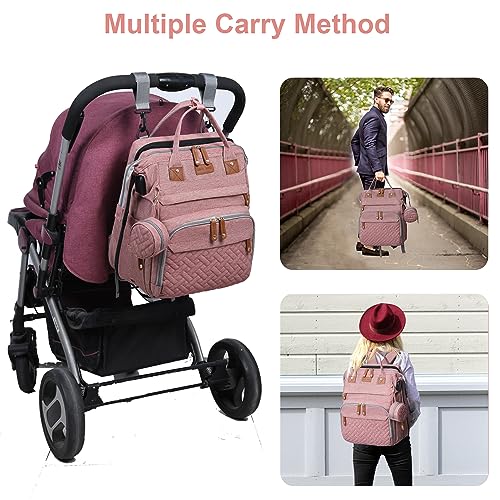 HuangDa Diaper Bag Backpack, Multifunction Baby Diaper Bags, Waterproof Baby Essentials Travel Bag for Baby Girl Boy, Large Capacity Mommy Bag with Changing pad & Stroller Straps & Pacifier Case