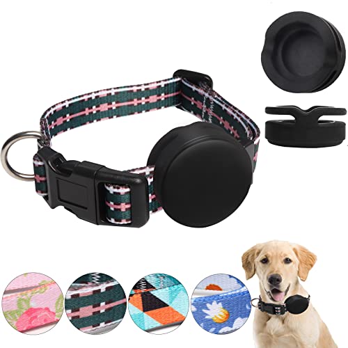 Dog AirTag Collar, Airtag GPS Finder Cat Dog Collar Pet Loop, Id Label for Cats Silicone Cover for Air Tag,Air tag Cat Collar Tag Holder for Small, Medium, Large,Dogs,L:15.7''-25.5'' Neck