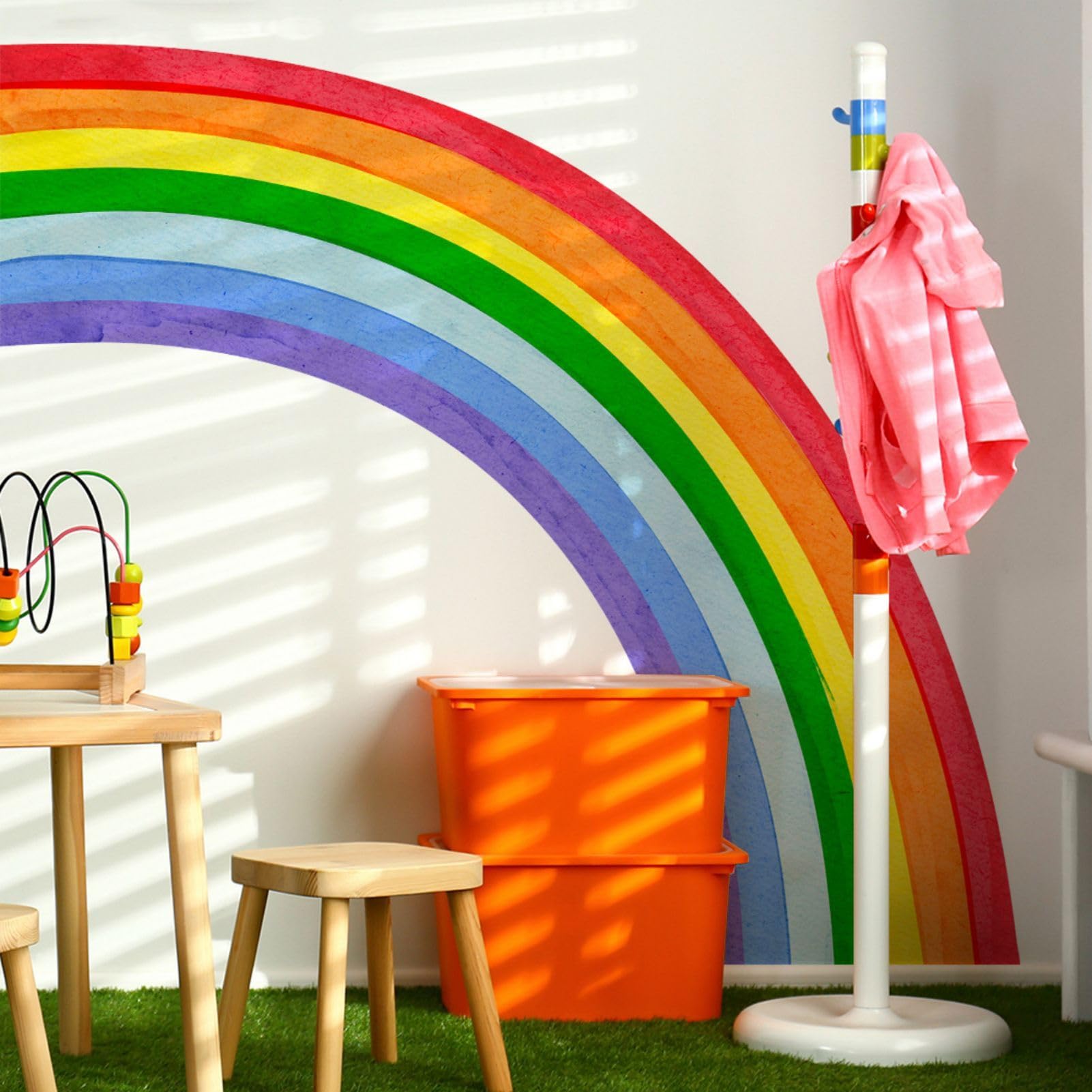 Eutecado Rainbow Wall Decals Watercolor Large Rainbow Wall Stickers for Kids Room, Waterproof Rainbow Wall Decor Stickers Peel and Stick Half Rainbow Wall Art Murals for Girls Room Bedroom