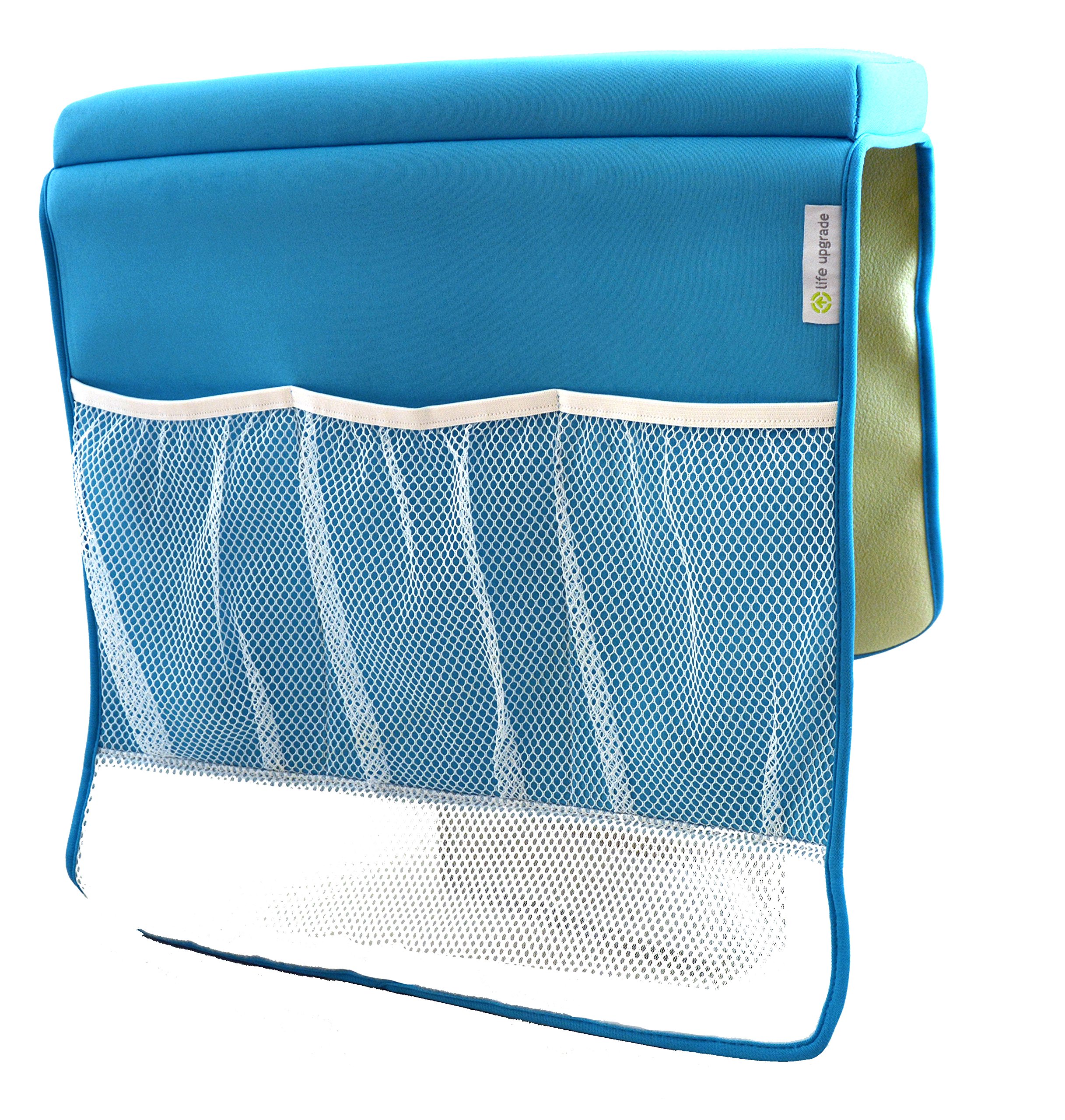 Life Upgrade Bath Kneeler in Blue - Padded Knee and Elbow Baby Bath Tub Cushion Mat with Pockets