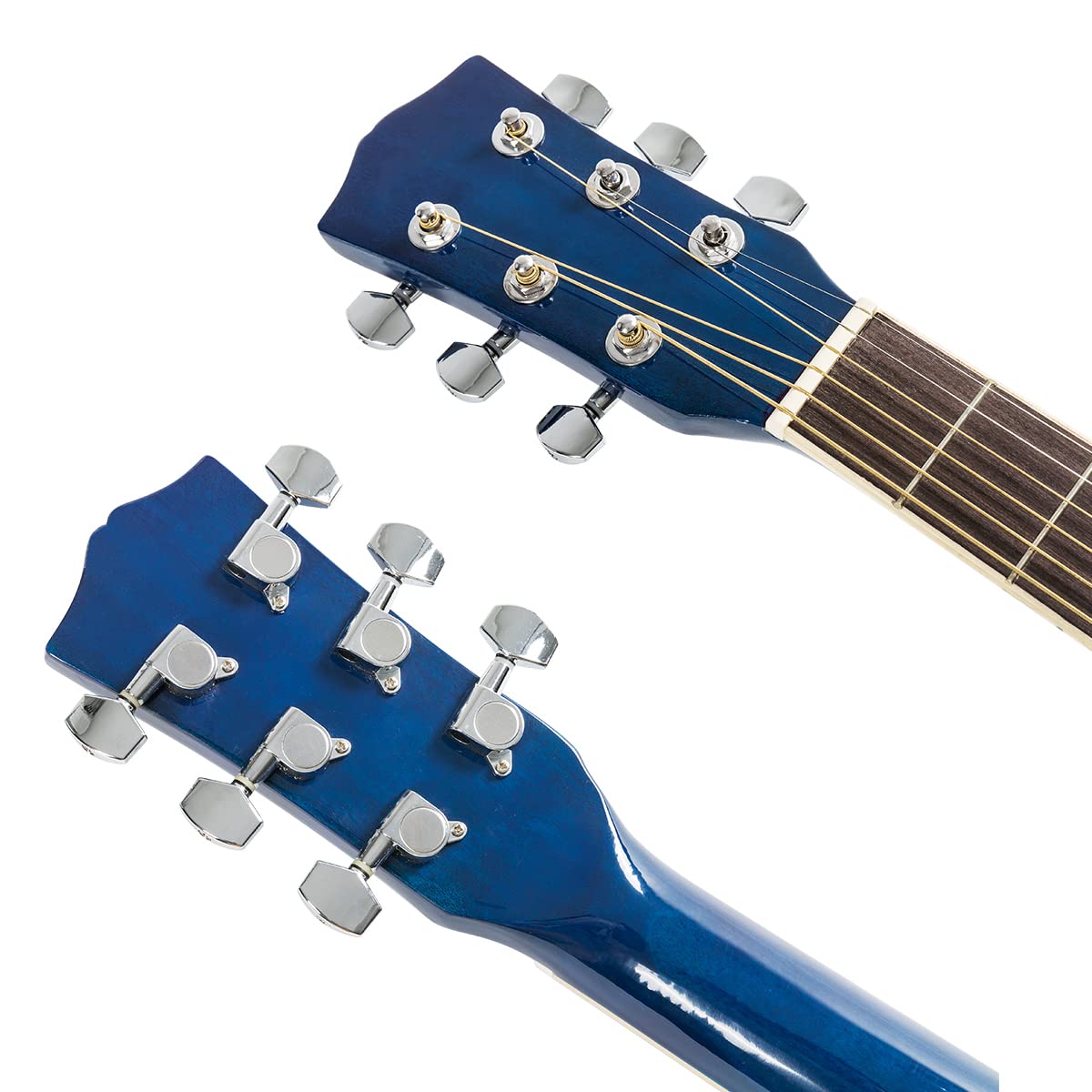ALIMORDEN 39 Inch 6 Strings Basswood Cutaway Acoustic Matte Guitar Beginner Pack, Handcrafted Guitar Student Kit with Gig Bag, Extra Strings, Strap, Picks, Glossy Blue