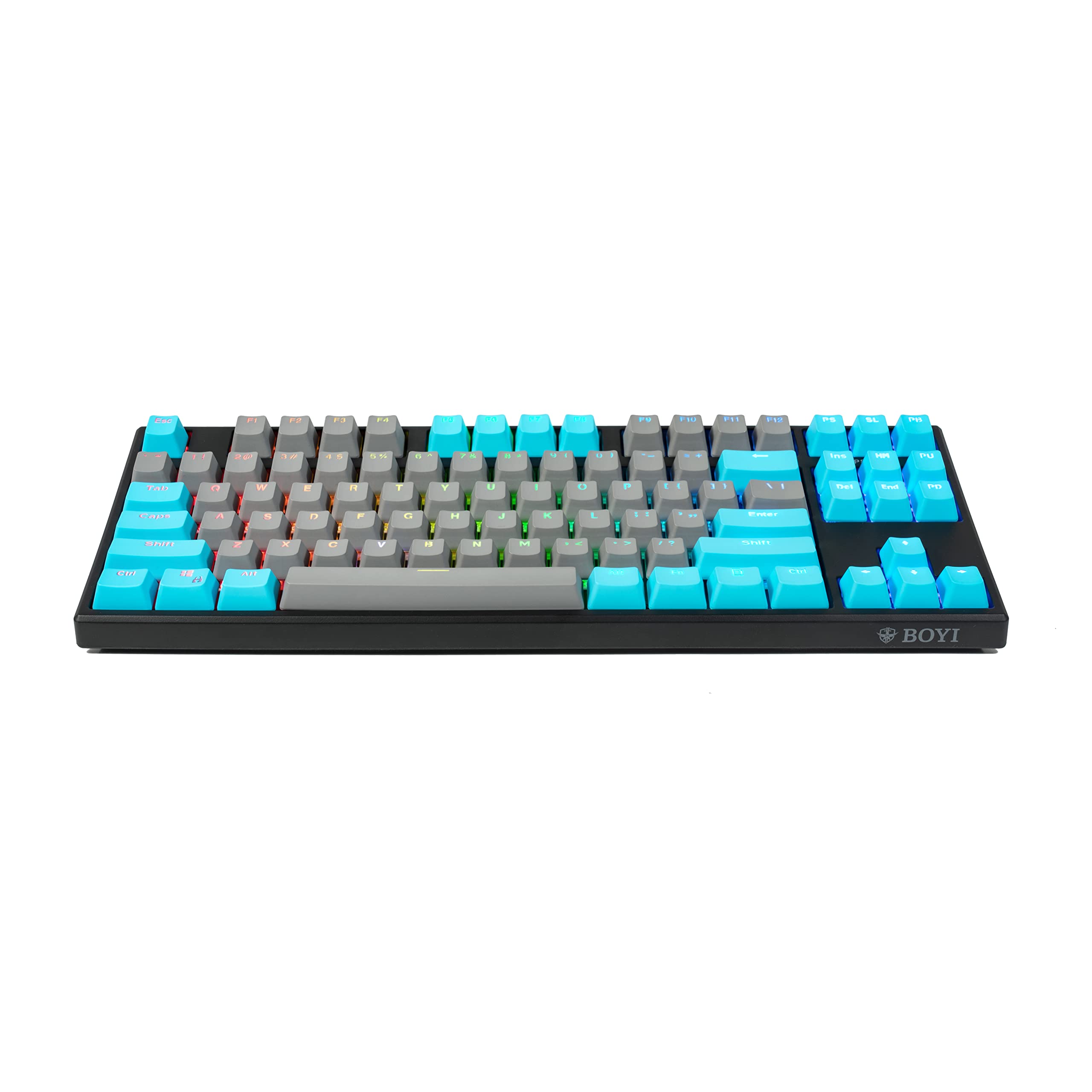 BOYI IK87 Hot Swappable TKL RGB Mechanical Keyboard,87 Keys Bluetooth 5.0 Wireless/Wired Dual Mode 75% PC Gaming Keyboard Gateron Yellow Switch for Windows Mac Gamers(BOYI Matcha XDA Keycaps)