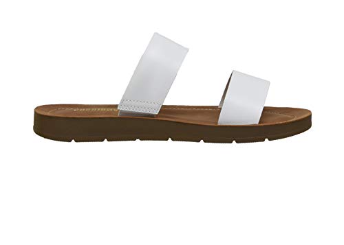 CUSHIONAIRE Women's Imelda 2 band slide sandal +Memory Foam, WHITE 9