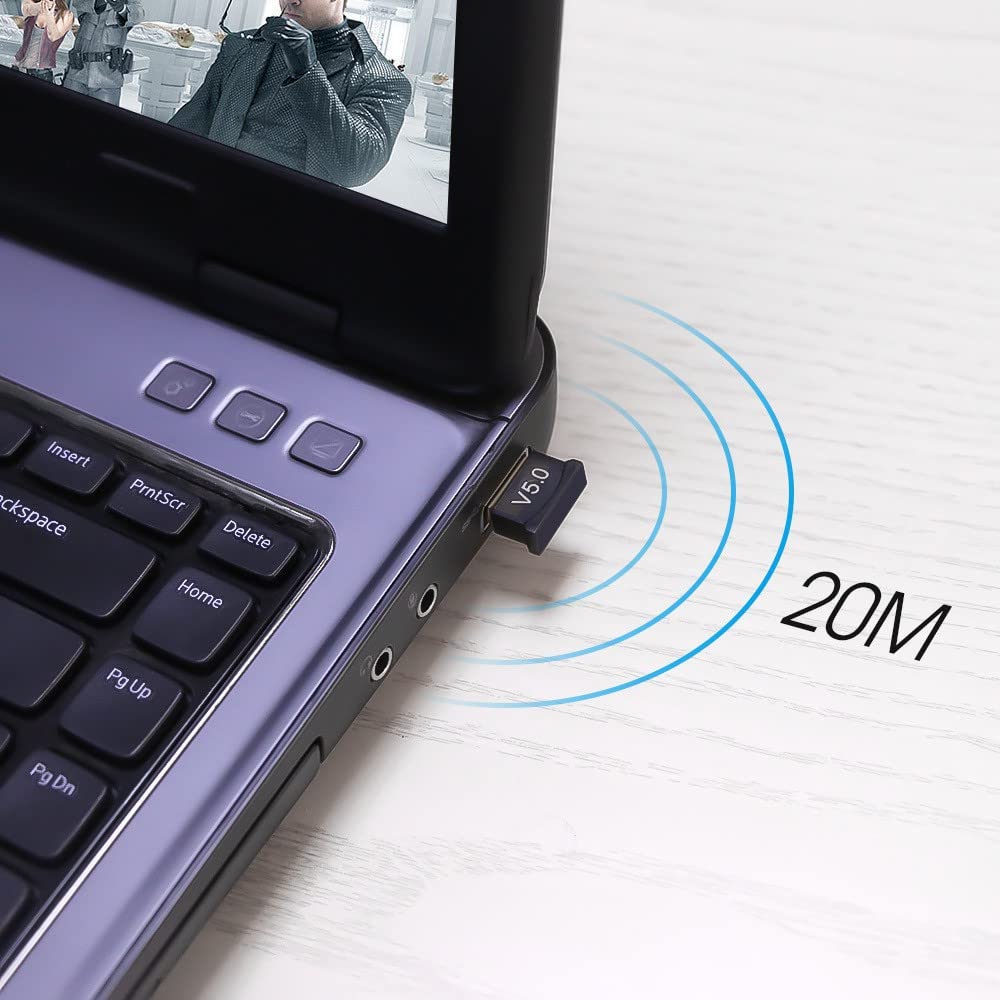 Bluetooth 5.0 USB Dongle, Bluetooth Adapter for PC Computer Desktop Laptop, Wireless Transfer for Bluetooth Headphones Speakers Keyboard Mouse Printers Music & Calls, Windows 11/10/8.1/8