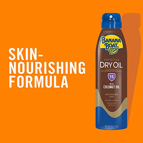 Banana Boat Protective Tanning Dry Oil Clear Spray Sunscreen SPF 15, Oxybenzone Free Sunscreen, 6oz Pack of 3, Packaging may vary