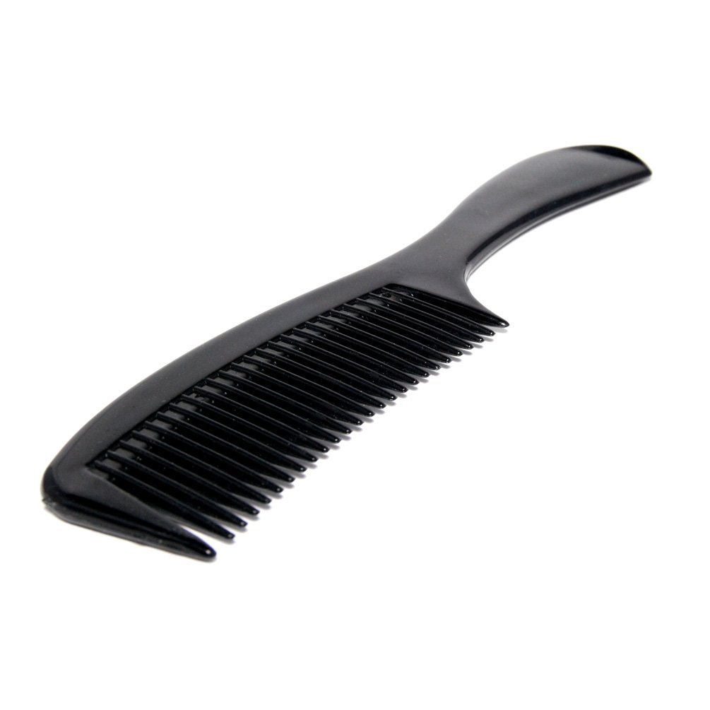 LUXXII - (6 Pack) 8 inch Black Styling Essentials Round Handle Comb Pocket