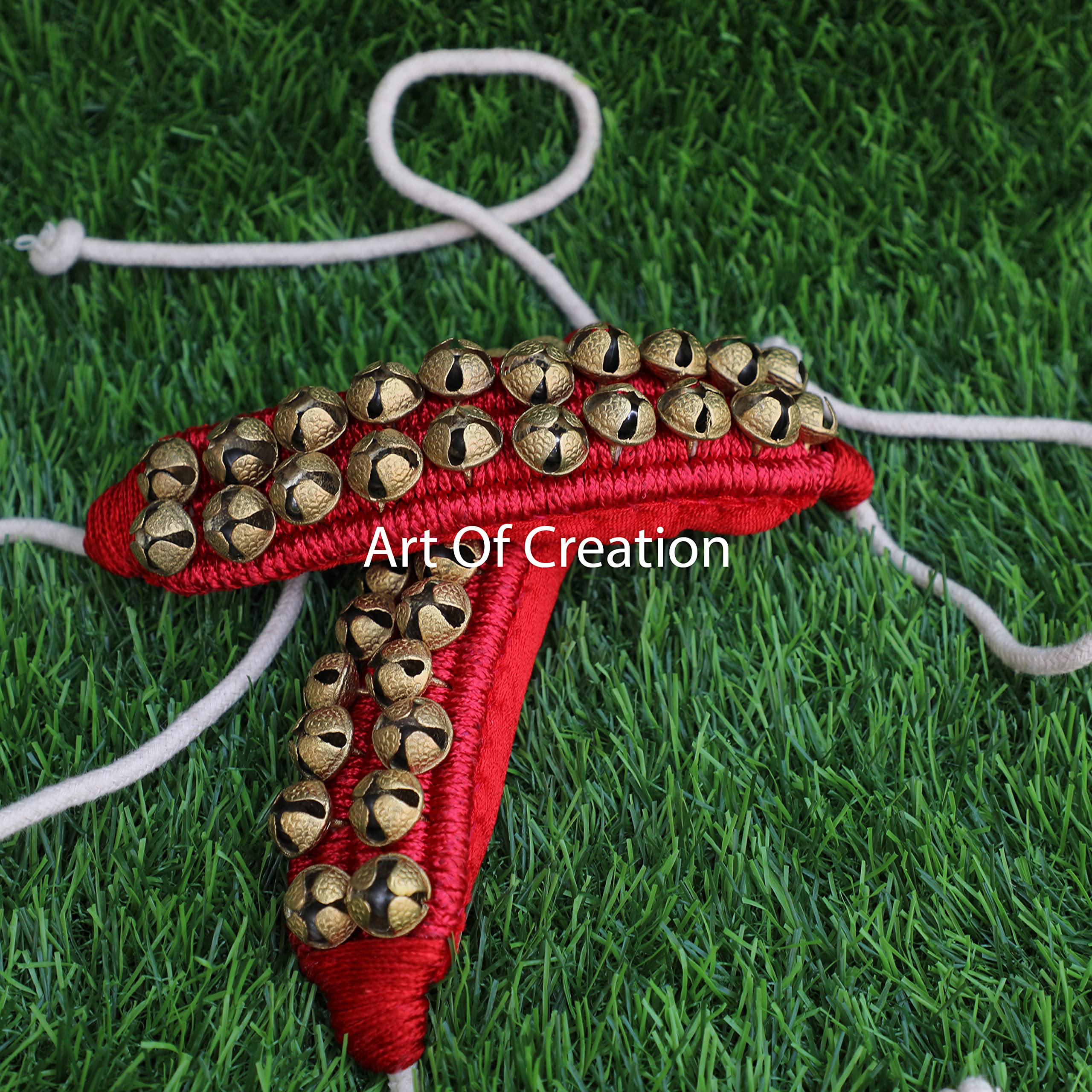 Art Of Creation Kathak Dancing Ghungroo 2 Line Anklet Pair 20 + 20 Bell Indian Classical Dancers Musical Instrument Bharatnatayam Ghungru (Red)