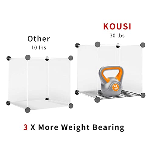 KOUSI Portable Storage Cubes-14 x14 Cube (12 Cube)-More Stable (add Metal Panel) Cube Shelves with Doors, Modular Bookshelf Units,Clothes Storage Shelves,Room Organizer for Cubby Cube