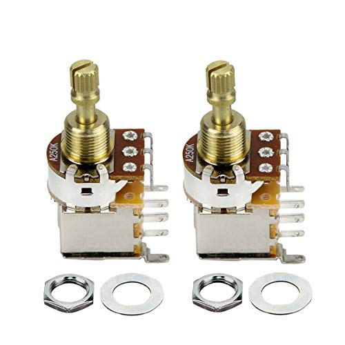 FLEOR 2pcs A250K Push Push Guitar Pots Short Copper Split Shaft Audio Taper Potentiometers