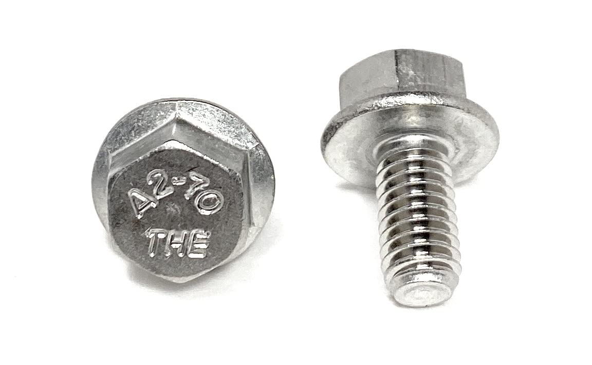 M6-1.00 x 12 Stainless Steel Flange Bolt DIN 6921 A2 (25 Pieces) M6x12