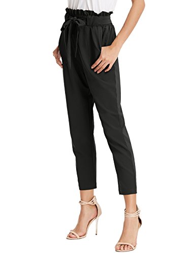 GRACE KARIN Women's Slim Straight Leg Teens Pants with Pockets M Black