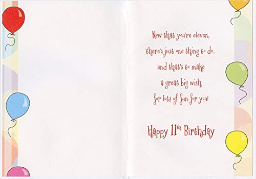 Designer Greetings Colorful Ballons and Red Foil Stars Age 11 / 11th Birthday Card