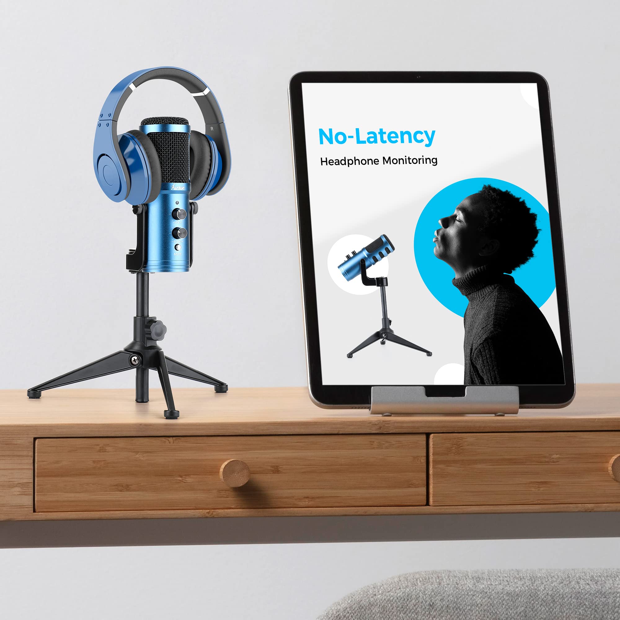 Asmuse USB Microphone Kit, Condenser Microphone with Tripod Stand, 192kHz/24bit Studio Quality Recording for Streaming, Broadcasting, YouTube, Laptop