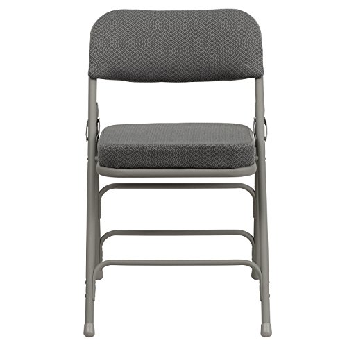 Flash Furniture HERCULES Series Premium Curved Triple Braced & Double Hinged Gray Fabric Metal Folding Chair