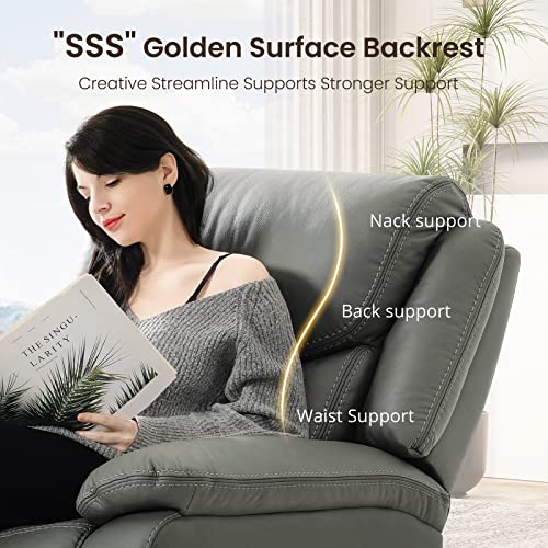 Luffield Large Electronic Power Recliner Chair, 270 Degree Swivel Recliners Comfy Glider Rocking Chairs with USB & Type-C Ports,Soft Fabric Sofa Chair for Living Room
