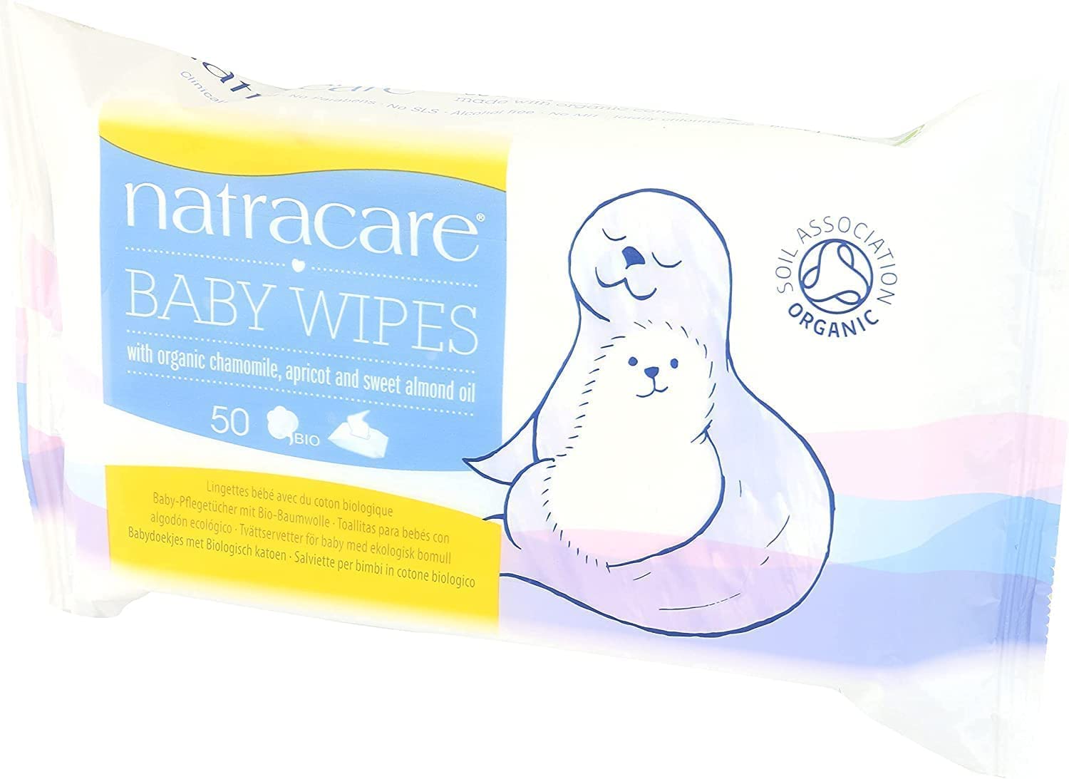Natracare Organic Cotton Baby Wipes, 50 Count (Pack of 4)