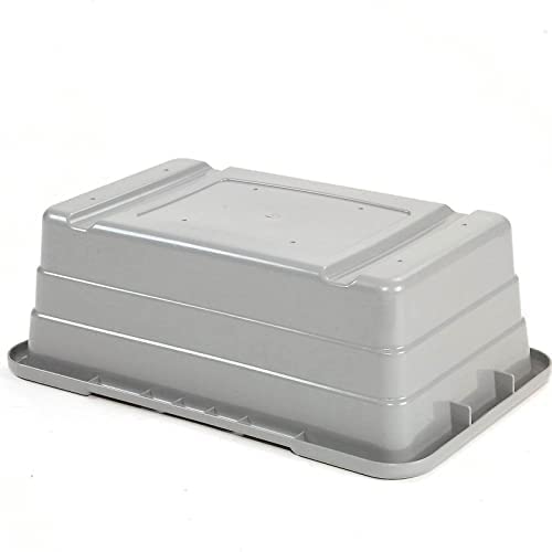 Gray Plastic Bus Tub (Pack of 6) Commercial Tote Box Cross Stack Nest Utility Tote Tub/Bud Box W/O Lid, 25β L x 16β W x 9β H - for Food Service, Airport, Cafeteria, Seafood, Vegetables, Transporting