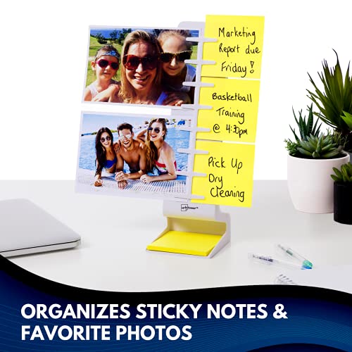 Note Tower Desktop Pro Document Holder - 2 Page Paper Holder, Easy Loading for Fast Typing, Displays Papers & Photos, Organizes Sticky Notes, Includes 50 Sheets 3"x3" Sticky Notes, White