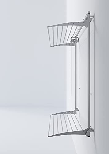 foxydry Wall Plus, Wall Mounted Drying Rack, Wall Clothesline, Laundry Drying Rack Foldable and Suspended Clothesline in Aluminium and Steel 152x52x137cm / 59.84x20.48x54 in (150 cm)