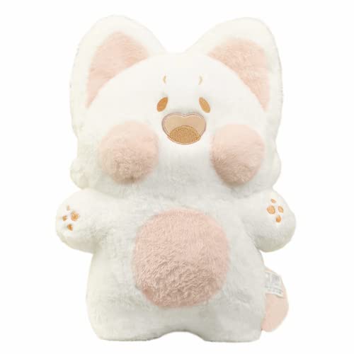 PEACHCAT Cute Cat Plush Pillow Kitten Plushie Kawaii Cat Stuffed Animal White with Angel Wings 15.7"