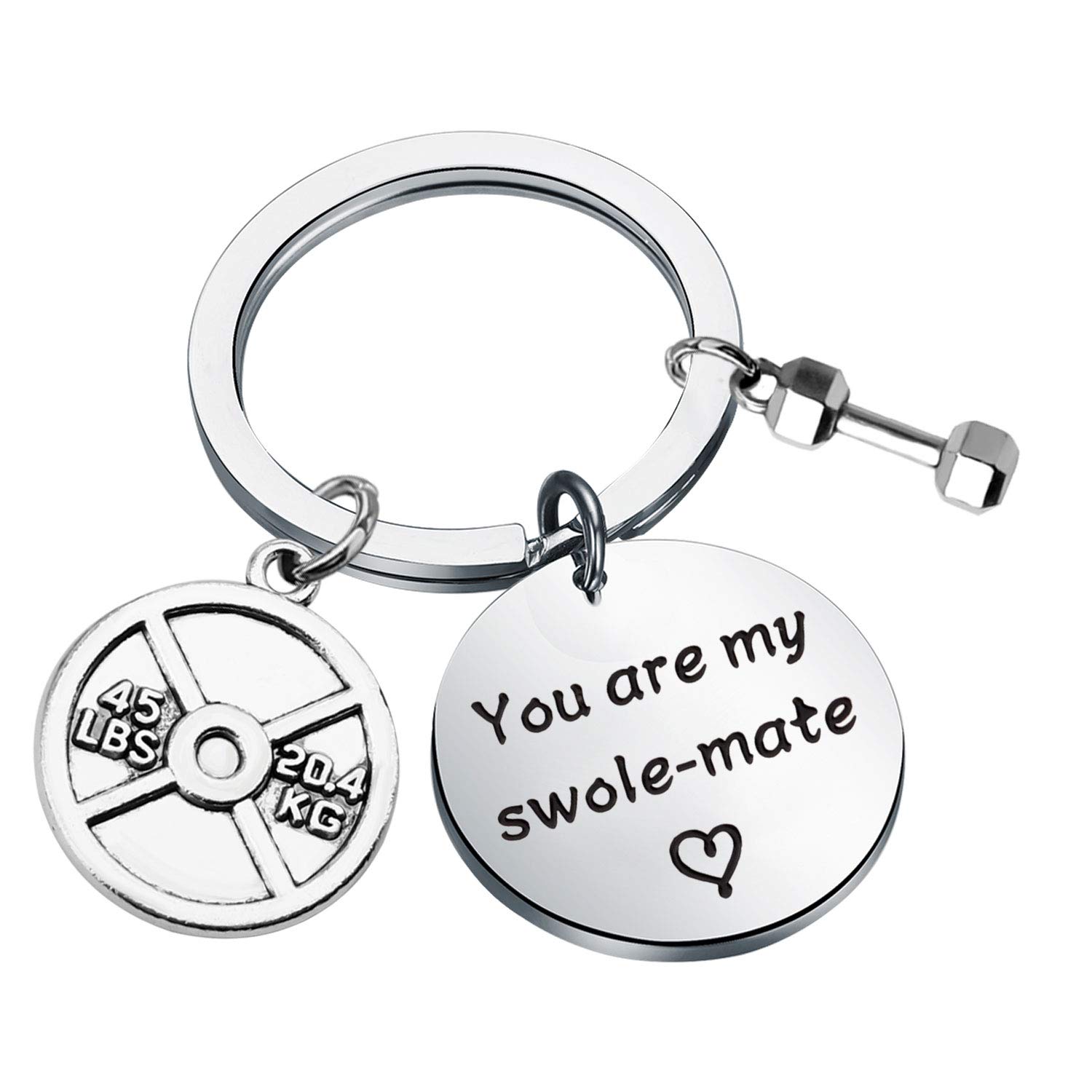 BAUNA Fitness Workout Keychain Jewelry You Are My Dumbbell Exercises Weightlifting Sports Fitness Gifts For Friends Couple (Fitness Workout Keychain)