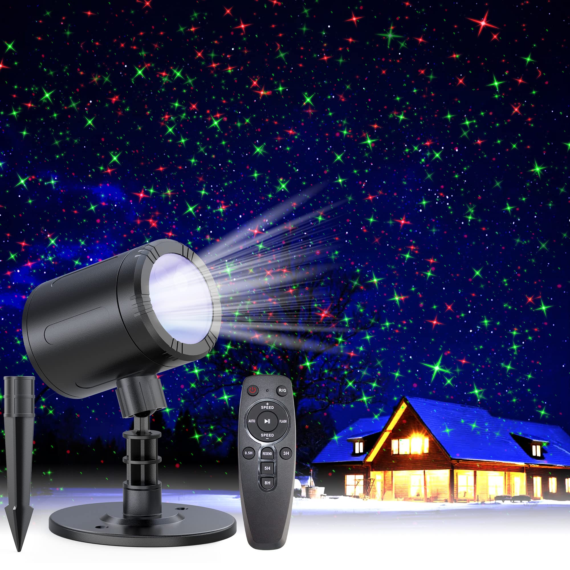 IForSoo Waterproof LED Christmas Snowflake Projector Lights Outdoor