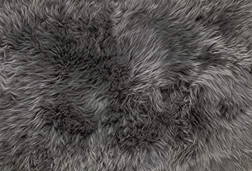 Natural Sheepskin Rug with Thick and Lush 2.5 Inch Pile | Fluffy, Hypoallergenic Sheep Fur Rug with Anti-Skid Back | 2 x 3 ft Small Sheepskin Wool Area Rugs, Grey