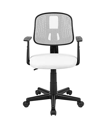 Flash Furniture Flash Fundamentals Mid-Back White Mesh Swivel Task Office Chair with Pivot Back and Arms