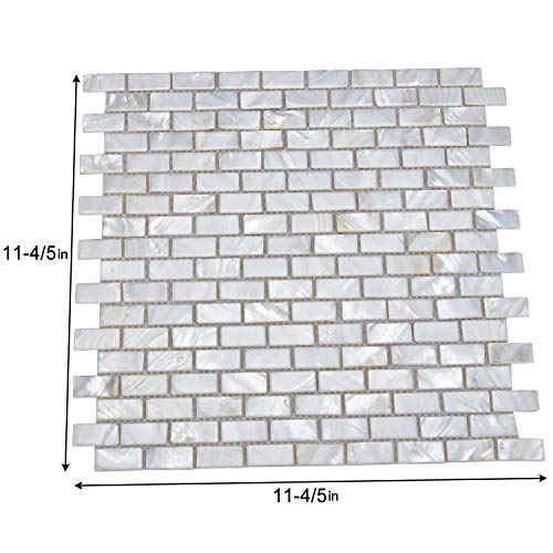 Art3d 6-Pack Mother of Pearl Shell Mosaic Tile for Kitchen Backsplashes/Bathroom Tile, White Subway Mosaic Tiles