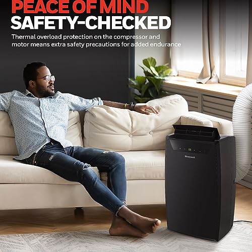 Honeywell Classic Portable Air Conditioner with Dehumidifier & Fan, Cools Rooms Up to 500 Sq. Ft., Black