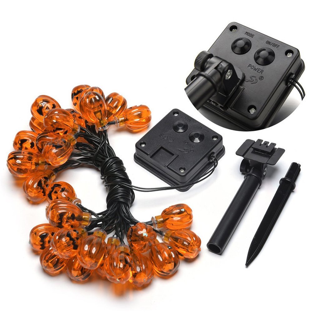 Hann Solar String Lights, 30 LEDs Pumpkin Waterproof Outdoor Halloween String Lights Solar Powered Globe Fairy String Lights for Garden, Yard, Home, Landscape,Christmas Party (2 Pack)