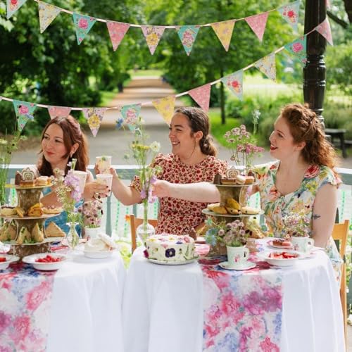 Floral Afternoon Tea Party Decorations for 16 Guests Disposable Tableware Set Pretty Paper Plates Napkins, Teacups, Bunting Tablecloth for Birthday, Mother's Day, Baby Shower, Made by Talking Tables