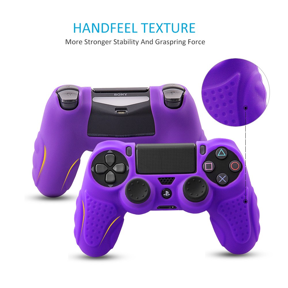 CHINFAI PS4 Controller DualShock4 Skin Grip Anti-Slip Silicone Cover Protector Case for Sony PS4/PS4 Slim/PS4 Pro Controller with 8 Thumb Grips (Purple)