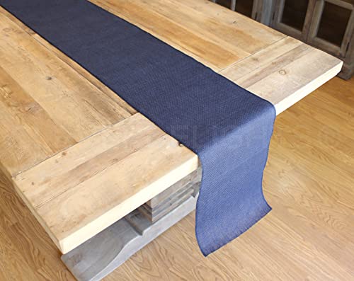 CleverDelights 12" Navy Burlap Roll - Finished Edges - 5 Yards - Jute Burlap Fabric