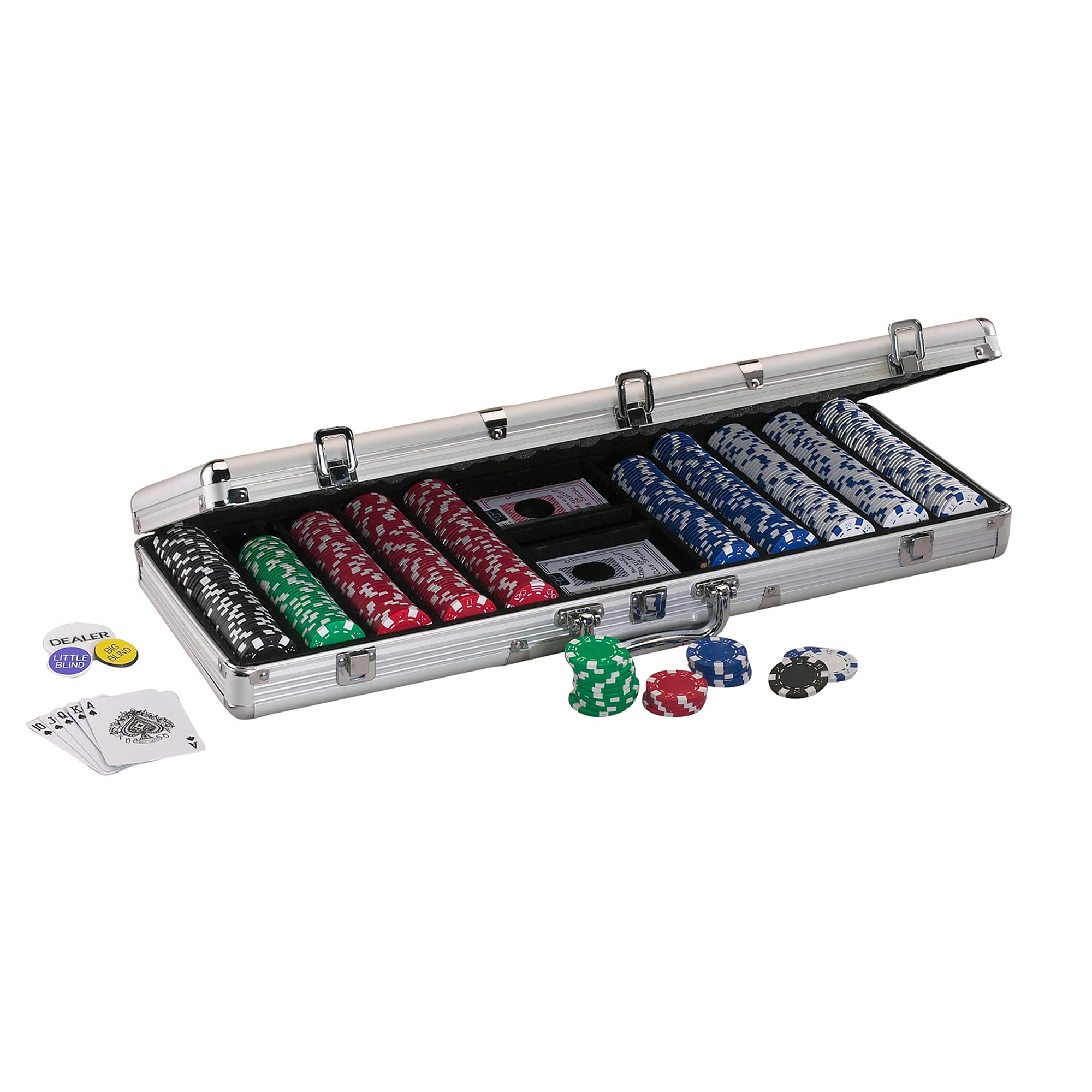 Fat Cat Replacement Aluminum Poker Chip Case - 500ct (Chips, cards, and dice not included ), Silver