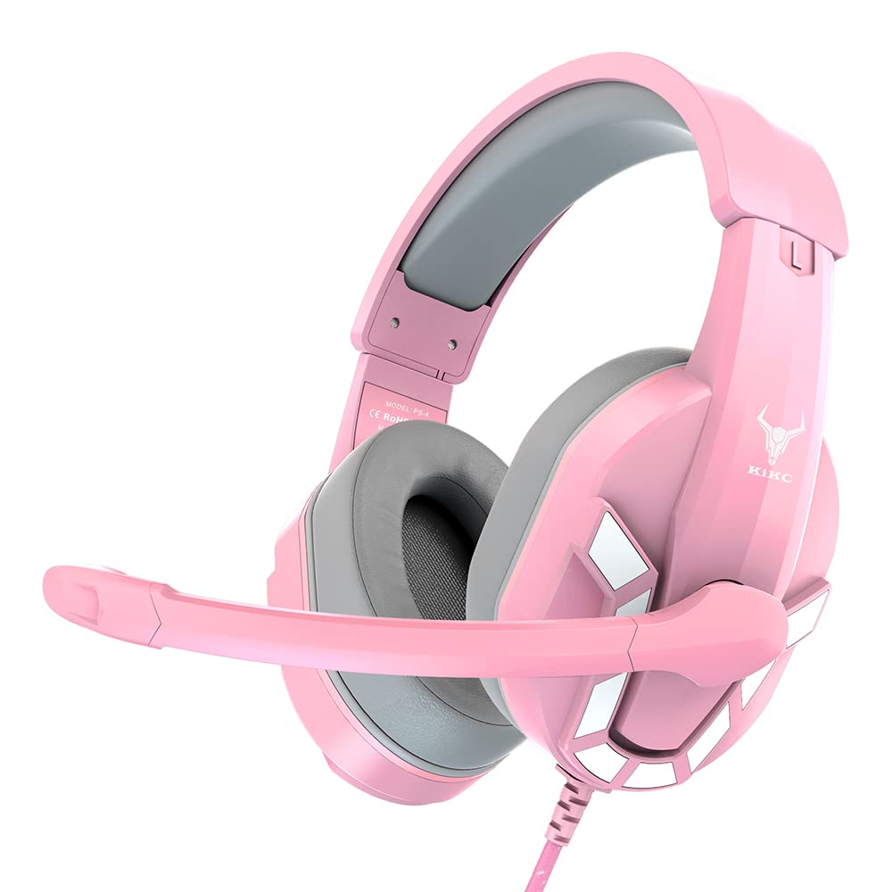 Kikc PS4 Gaming Headset with Mic for Xbox One, PS5, PC, Mobile Phone and Notebook, Controllable Volume Gaming Headphones with Soft Earmuffs, Headphones for Kid