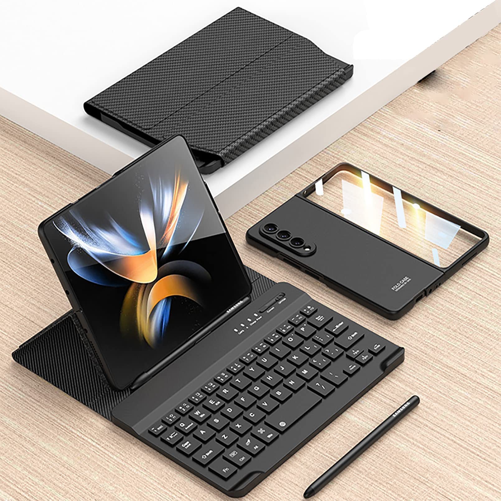 BRAND SET Galaxy Z Fold 4 Keyboard Case, Samsung Galaxy Z Fold 4 with Detachable Bluetooth Keyboard Case, [Keyboard case + fold 4 case + Capacitance Pen], Keyboards Case for Galaxy Z Fold 4 （txw）
