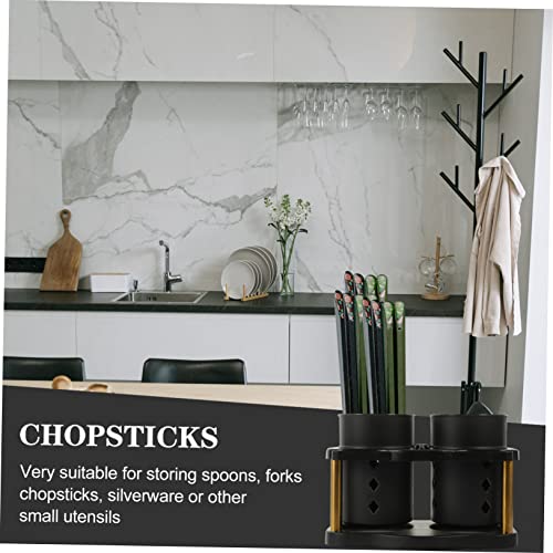 HEMOTON 6 pcs Silverware Kitchen Multi-function Steel Draining Flatware Chopstick Metal Double-grid Spoons Holder Fork Drain Chopsticks Tableware Utensil Stainless Crock Containers for