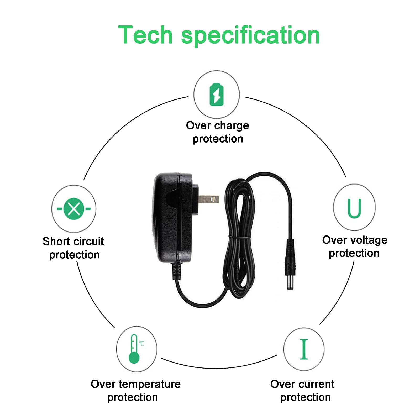 MyVolts 12V Power Supply Adaptor Compatible with/Replacement for Verbatim Desktop USB 1TB External Hard Drive - US Plug
