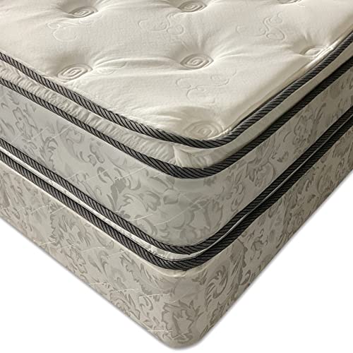 Greaton, 12-Inch Medium Plush Double Sided Pillowtop Innerspring Mattress & 8" Wood Box Spring Set with Frame, King