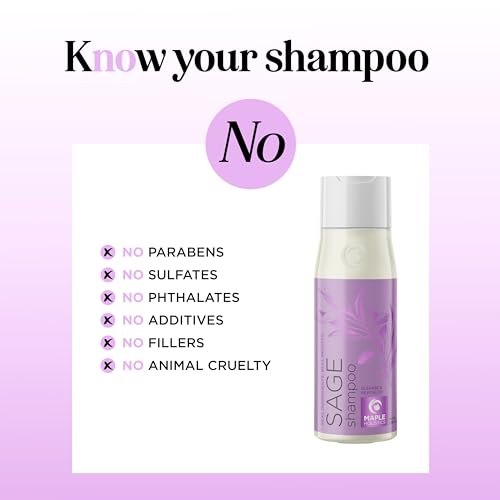 Maple Holistics Sage Shampoo for Dandruff, Oily Hair and Flaky Scalp, 10 OZ - Sulfate Free Volumizing Shampoo with Natural Ingredients, Essential Oil for Men and Women