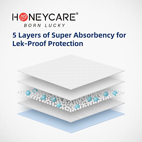 HONEY CARE All-Absorb, Large 22" x 23", 100 Count, Dog and Puppy Training Pads, Ultra Absorbent and Odor Eliminating, Leak-Proof 5-Layer Potty Training Pads with Quick-Dry Surface, Blue, A01