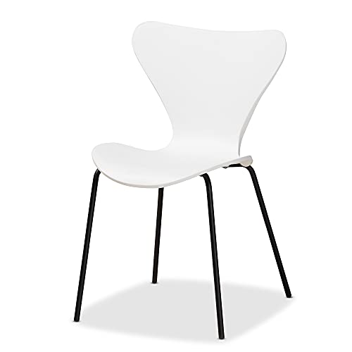 Baxton Studio Jaden Modern and Contemporary White Plastic and Black Metal 4-Piece Dining Chair Set