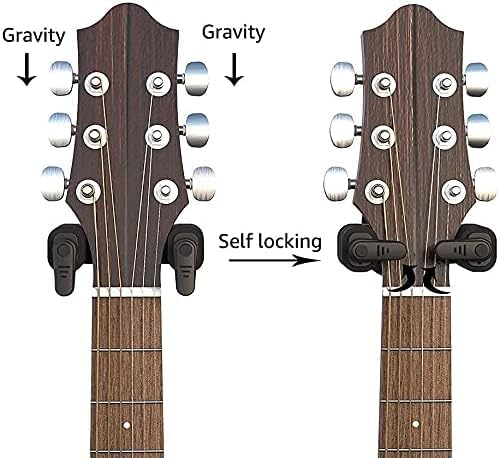 AUPHY Guitar Wall Mount Hanger Hook with Automatic Lock for Electric Acoustic Guitars Bass（Not for Nitro Finish）